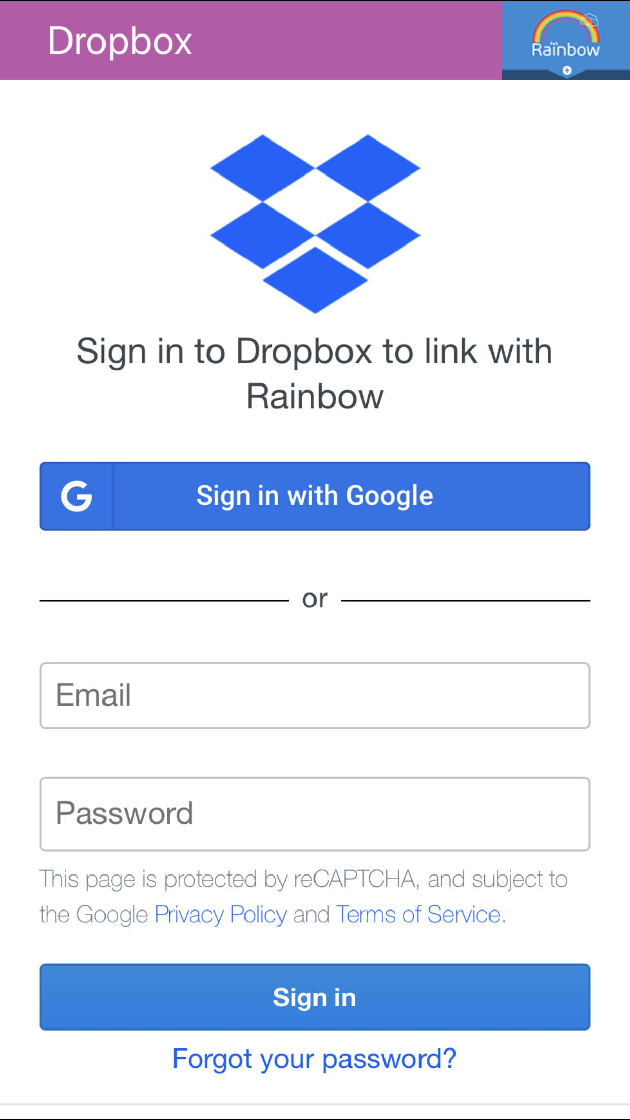 Manage Cloud Service Accounts on Mobile - Rainbow